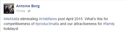 Aġġornata: “Minn Mejju t-tfal fuq l-Air Malta se jħallsu daqs il-kbar ...