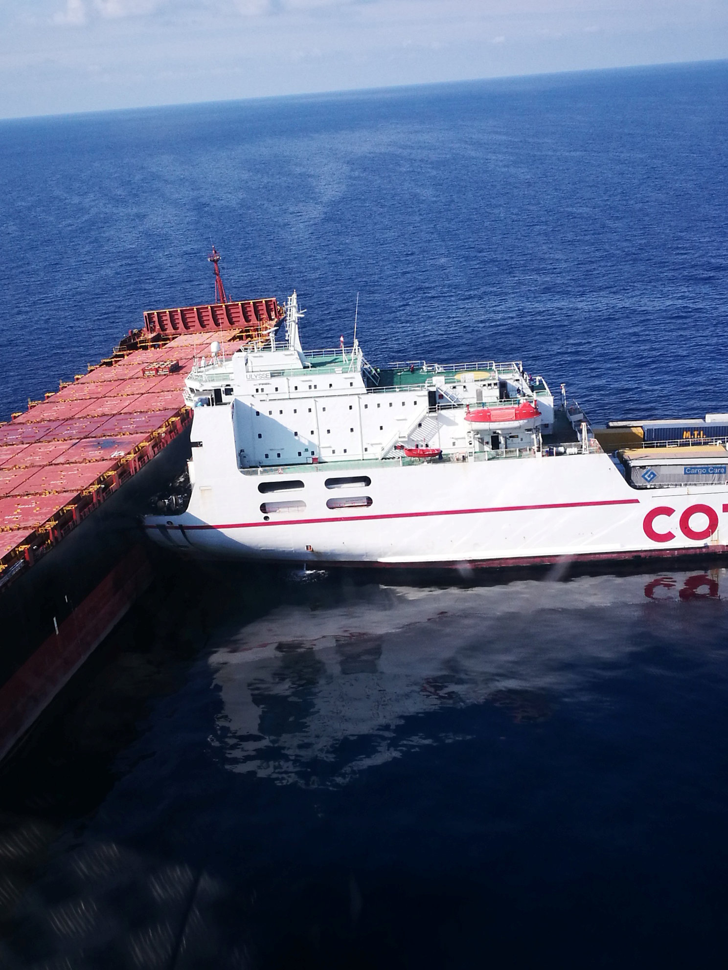 Two ships collide in the Mediterranean, causing fuel spill