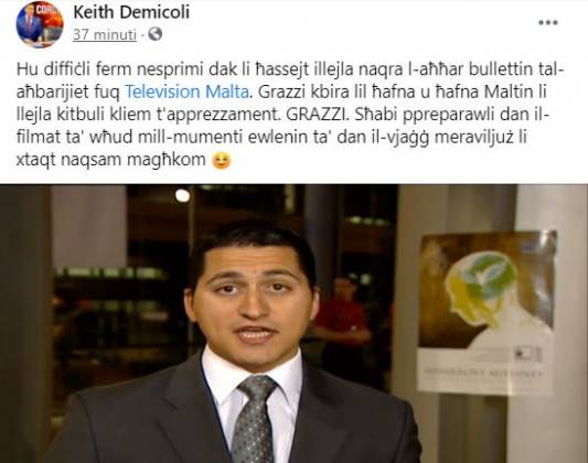Filmat: Keith Demicoli jemozzjona ruħu hu u jsellem lit-telespettaturi ...