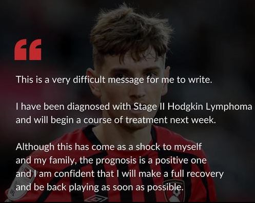 Wales footballer David Brooks reveals cancer diagnosis