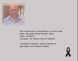Jitħabbru d-dettalji tal-funeral ta' Croce Bonaci