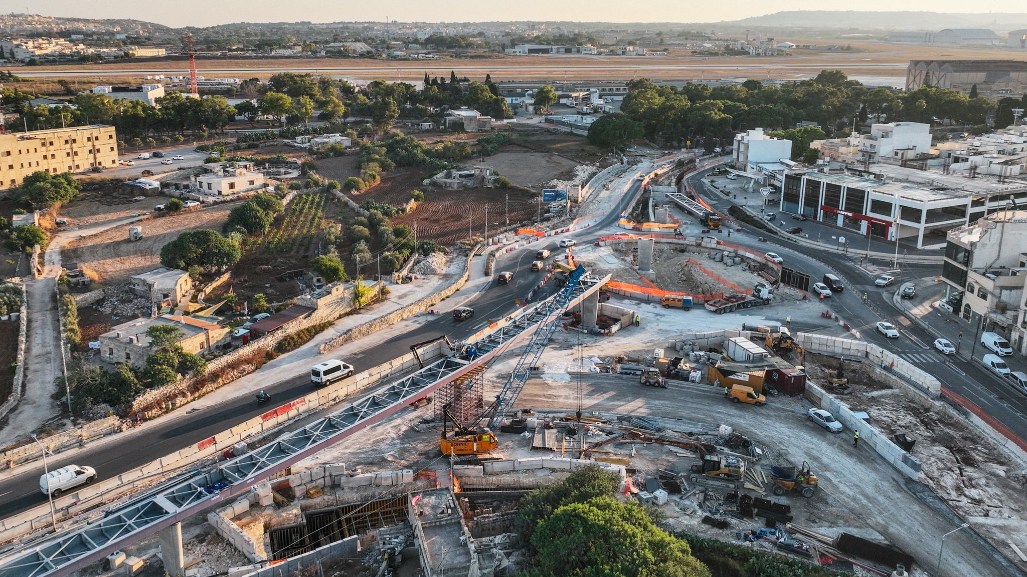 Motorists advised to avoid Luqa junction as steel structures go up