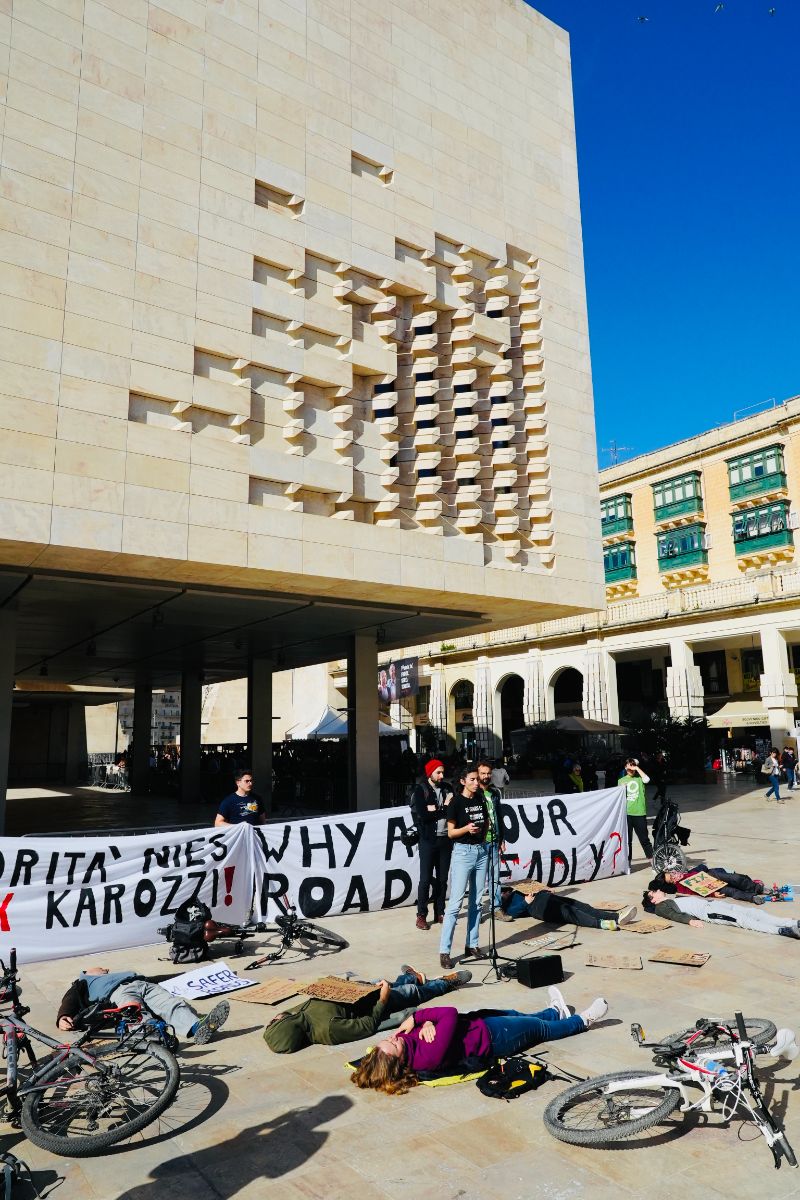 Activists stage lie-in outside Parliament to protest deadly roads