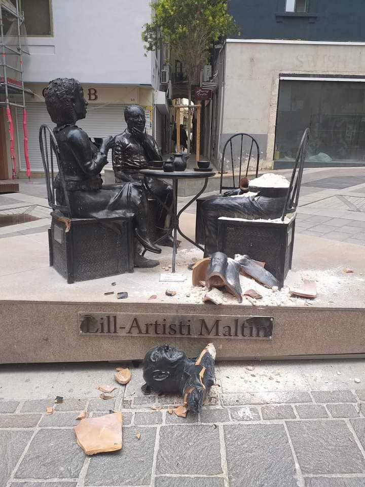 Photos: Statue of Charles Clews in pieces