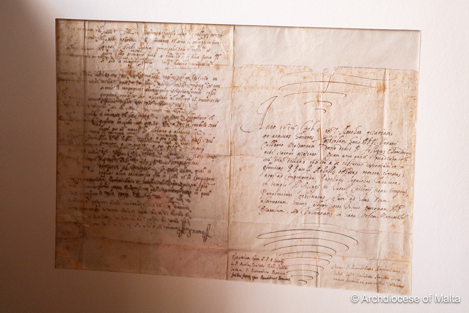 Restored letter of St Ignatius Loyola presented to Mdina Cathedral Museum