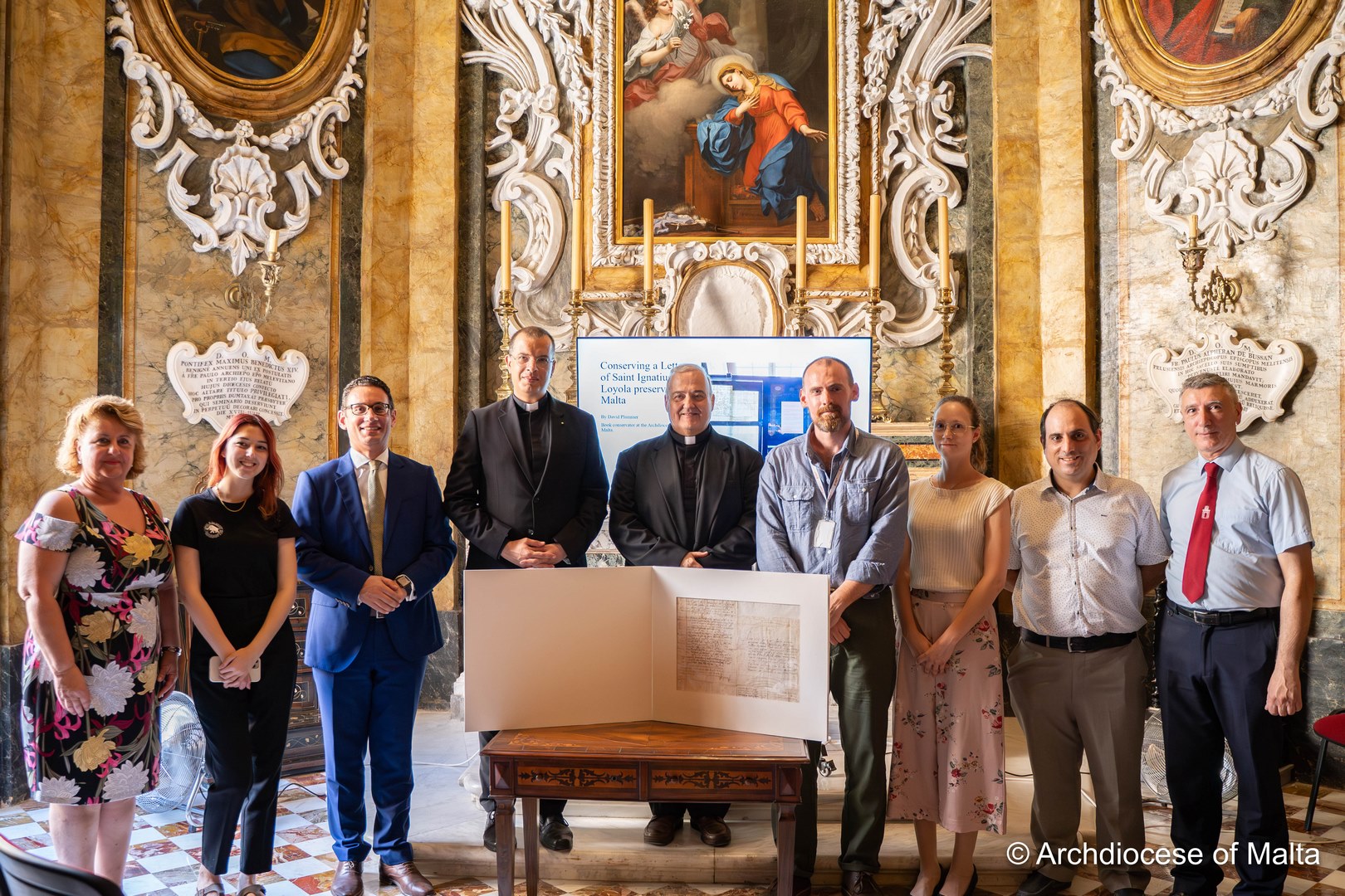 Restored letter of St Ignatius Loyola presented to Mdina Cathedral Museum