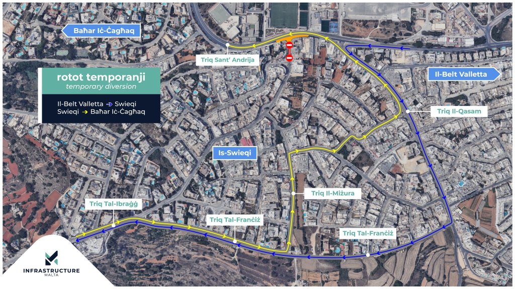 New temporary routes at Swieqi St Andrew's Road to last until end of ...