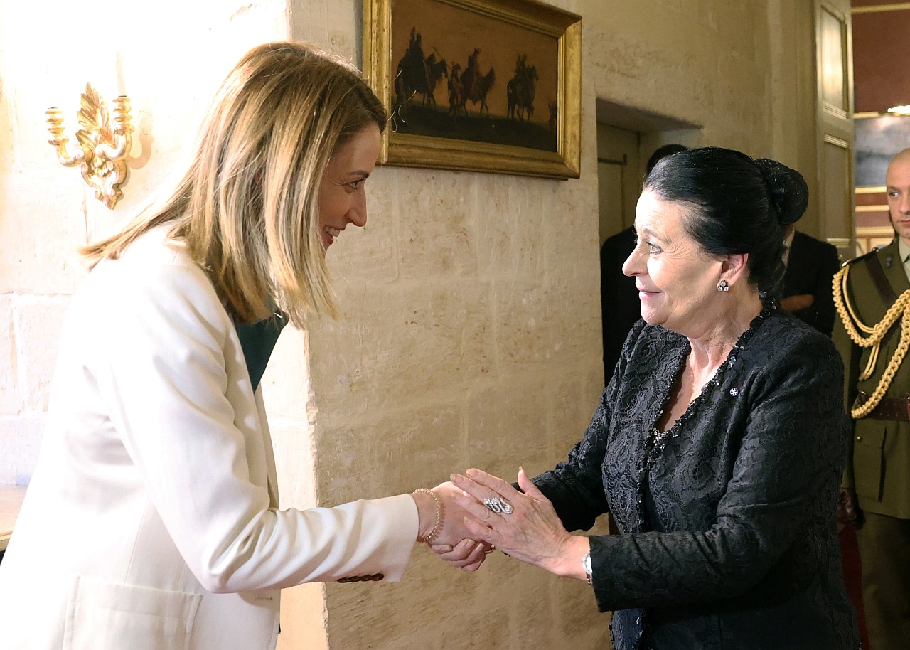 EP President Metsola makes courtesy call on President Spiteri Debono