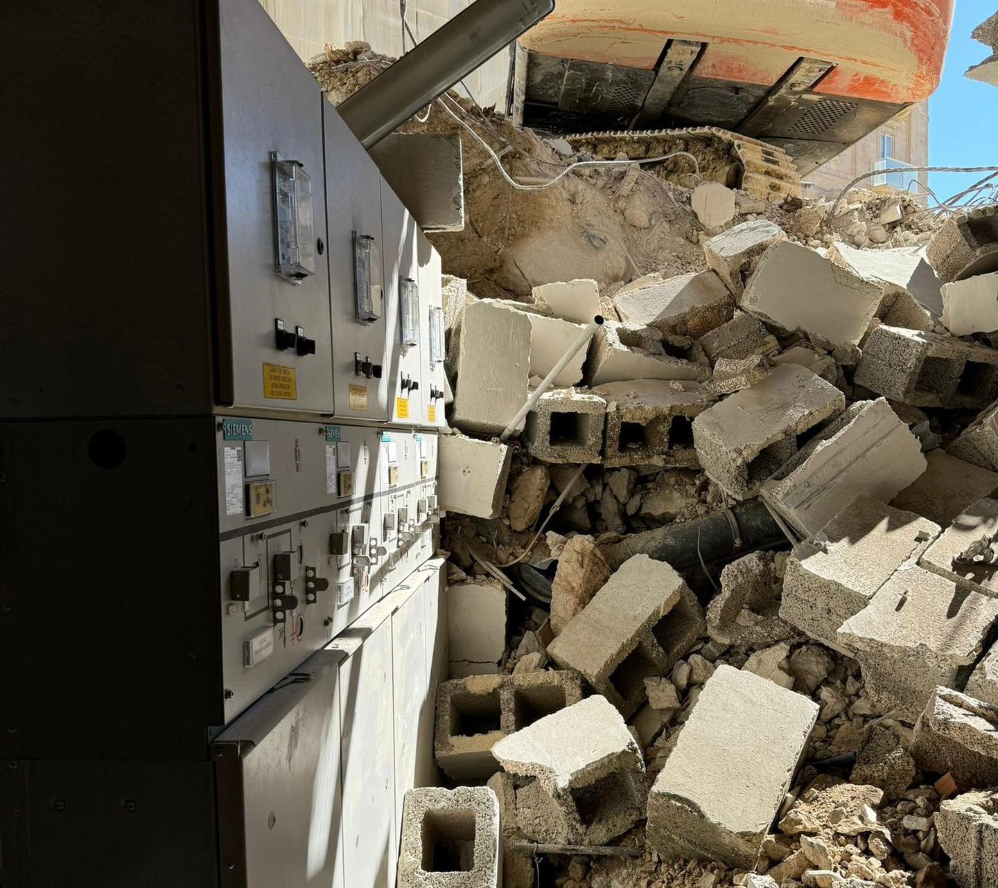 Substation buried under rubble in Sliema construction accident