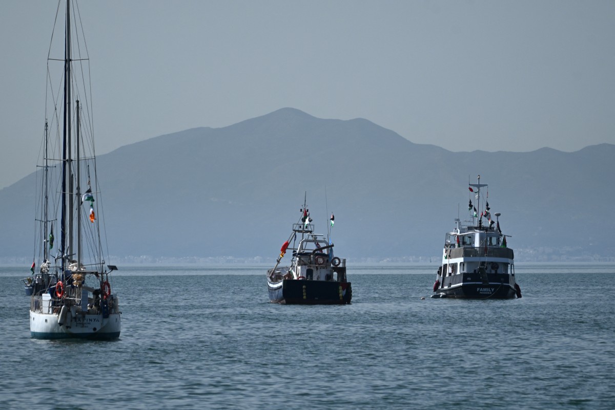 Gaza aid flotilla vessel hit by drone off Tunisia, authorities deny attack