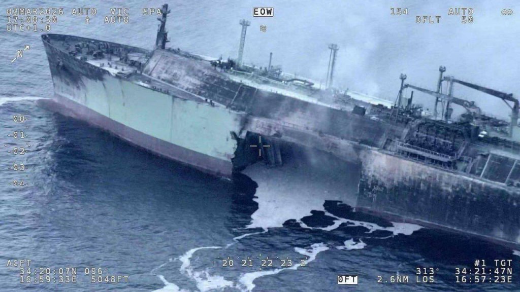 Russian gas tanker 'nearly split in half' after suspected drone attack ...